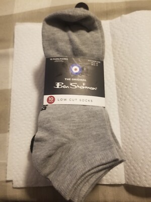 Men's Low-Cut Socks 10-Pair The Original Ben Sherman in Grey White ...