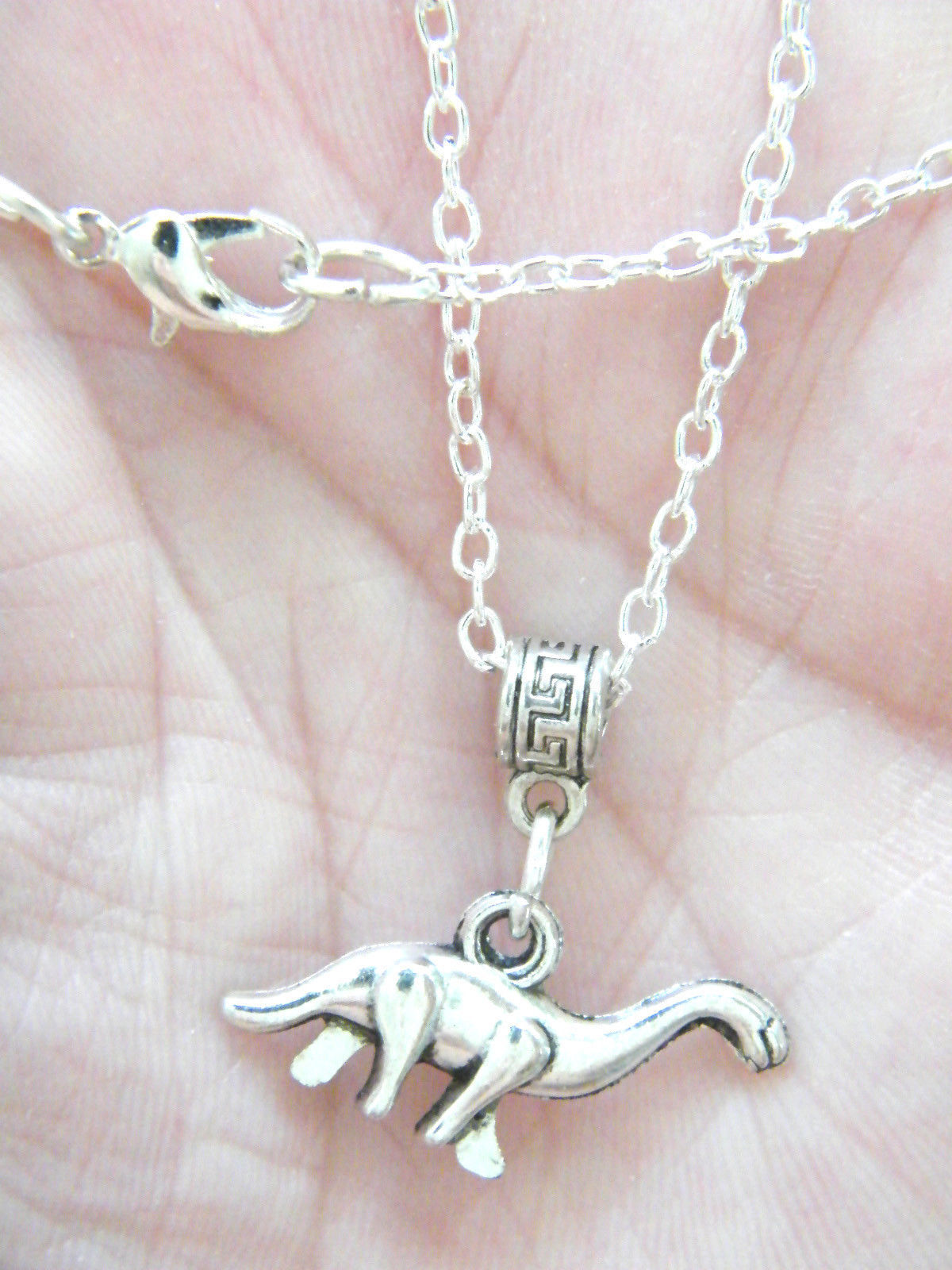 DINOSAUR Necklace Tibet Silver Brontosaurus 17.5" Silver Chain KIDS ...