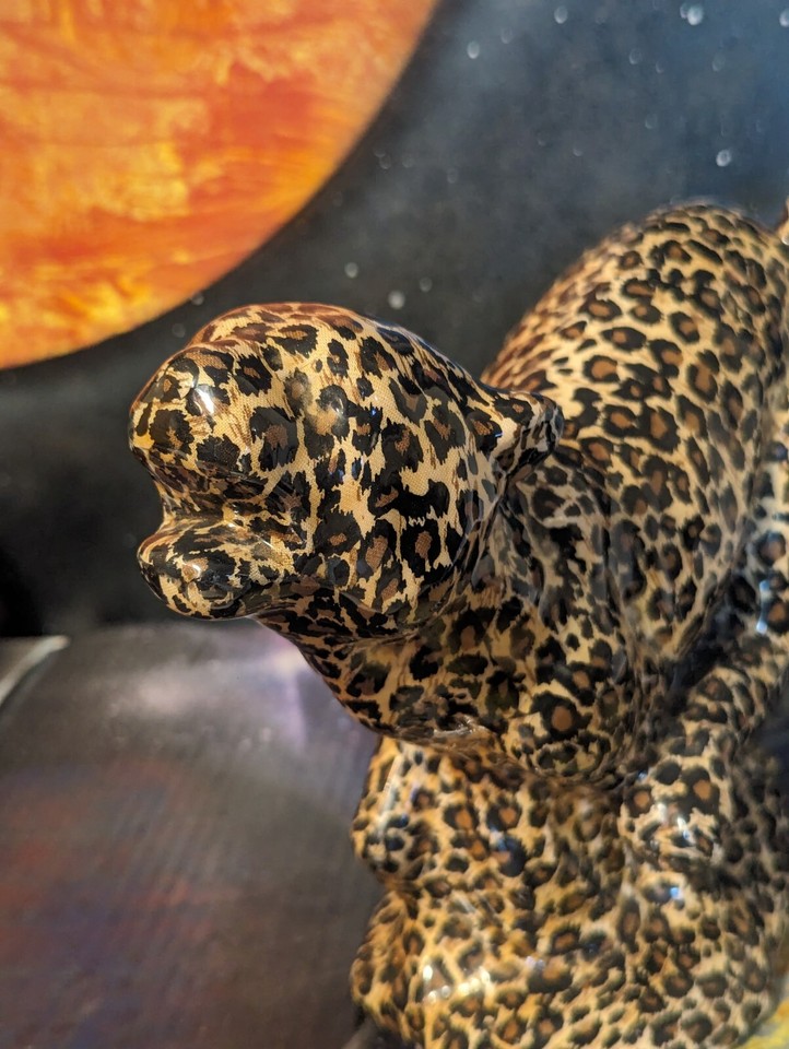 Vintage Ceramic Cheetah Jaguar Big Cat Spotted Leopard 11” x 8" Africa ...