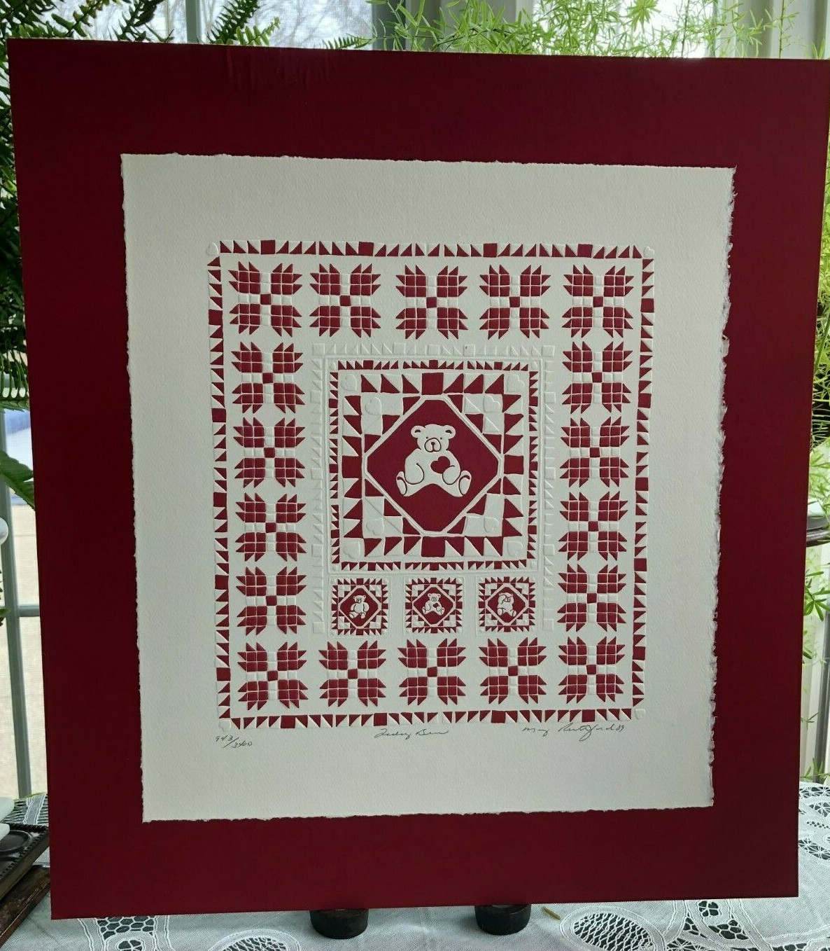 MARY RUTHERFORD EMBOSSED LIMITED EDITION PRINT - TEDDY BEAR (RED) | eBay