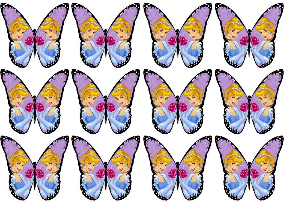 24 Princess Butterfly Edible Rice Paper Cup Cake Toppers (Uncut) | eBay