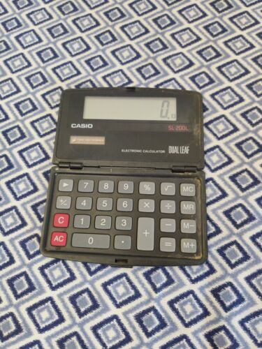 Casio SL-200L Flip Calculator Electronic Dual Leaf Two Way Power Tested ...
