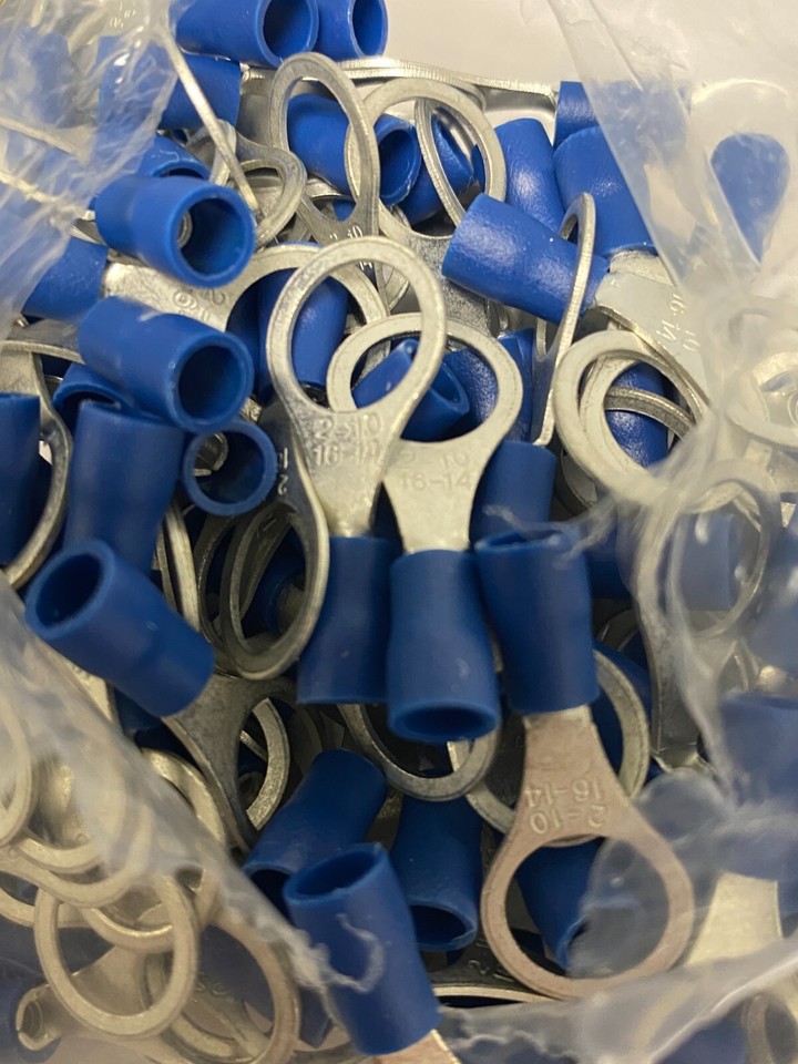 Blue 16-14 Gauge Wire Ring Terminals Vinyl Connectors Eyelet - YOU ...