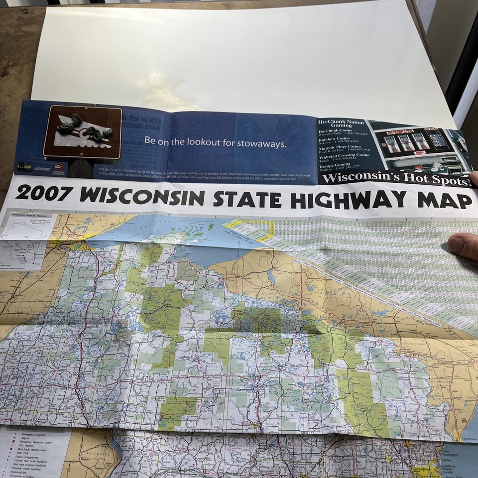 Wisconsin WI State Highway Map Road VTG La Crosse Appleton Eau Claire ...