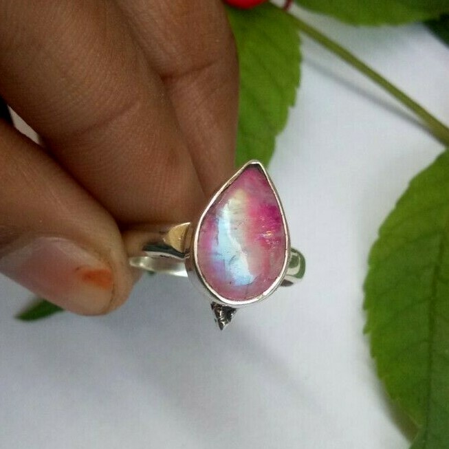 Sterling Silver Pink Moonstone Ring