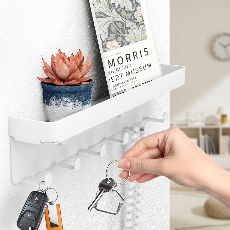 Key Holder for Wall Rustic Key and Mail Organizer 6 Key Hooks with ...