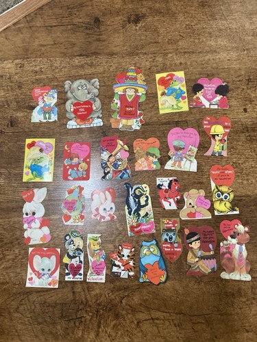 1970-80s Vintage Valentine's Day Cards Lot Of 27 Children Animals ...