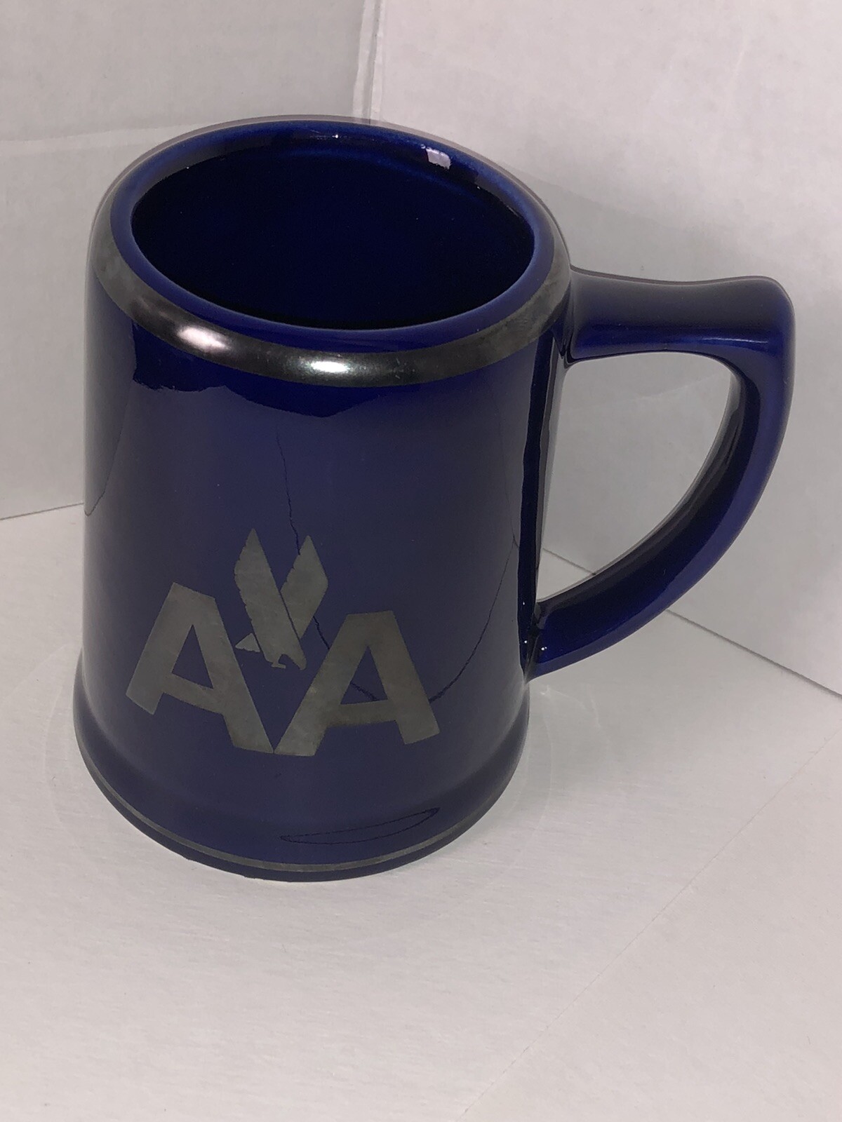 Vintage American Airlines Coffee Mug Cobalt Blue W- Sterling Silver Rim ...