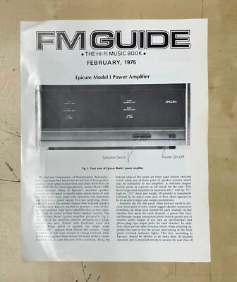 Vintage Original 1975 Epicure Model I Power Amplifier FM Guide HI FI ...