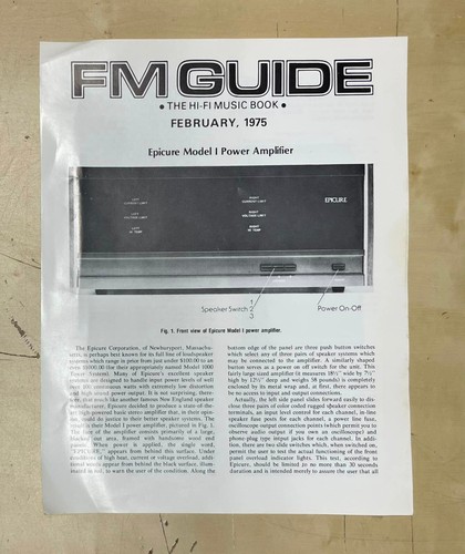 Vintage Original 1975 Epicure Model I Power Amplifier FM Guide HI FI ...