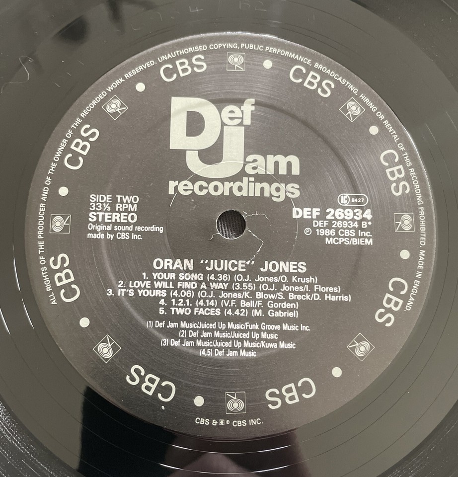 ORAN JUICE JONES - JUICE - ORIGINAL DEF JAM RECORDINGS - LP RECORD EX ...