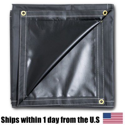 12X14 Heavy Duty Multi-Purpose PVC Solid Vinyl Black Tarp Tarpaulin w ...