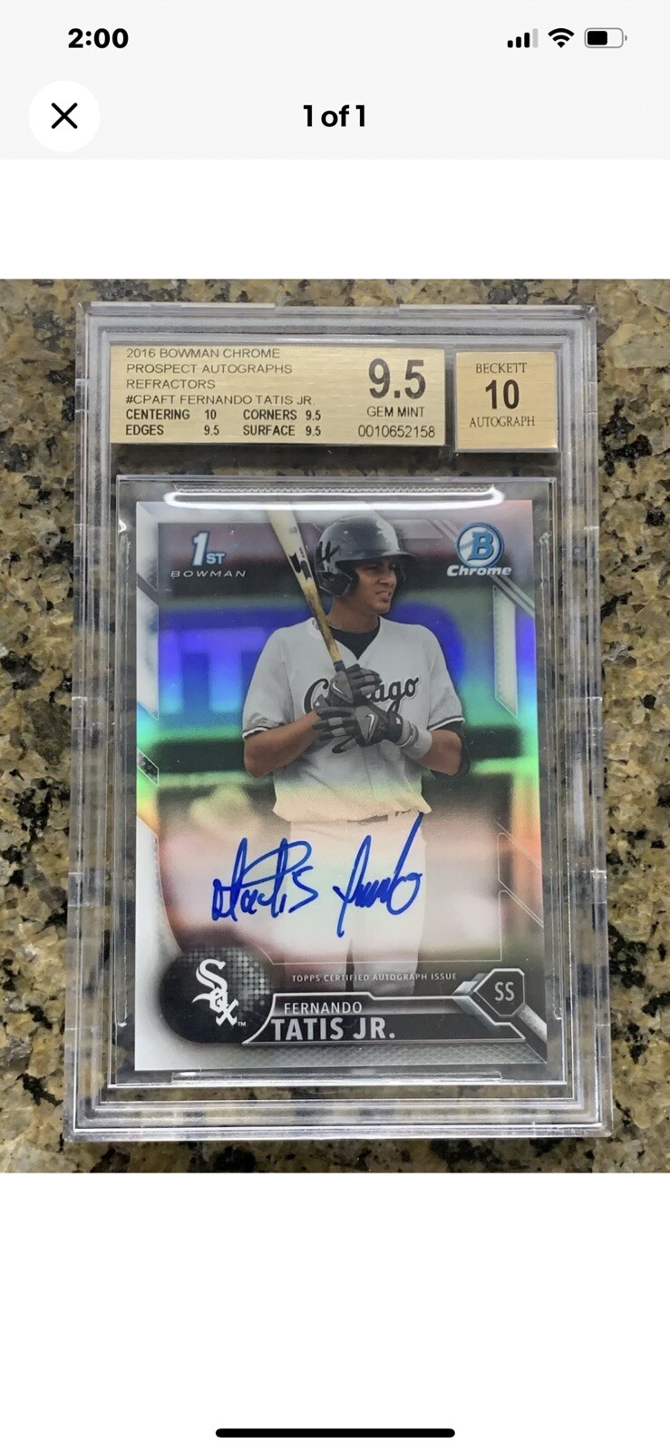 2016 Bowman Chrome Fernando Tatis Jr Autograph Refractor/499 BGS 9.5 ...