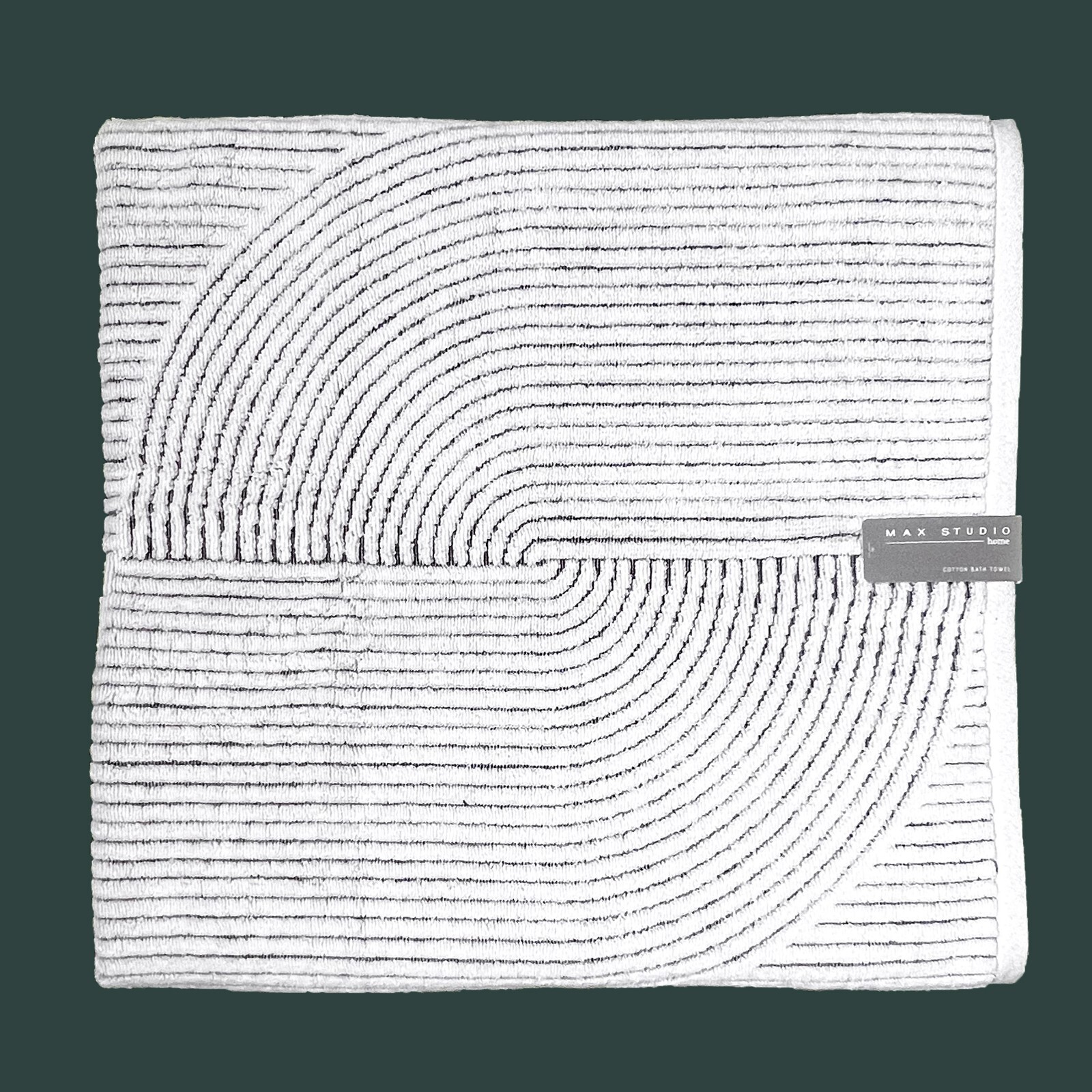 SET OF 8 New MAX STUDIO Wash Hand Bath Towels White Black Spiral ...