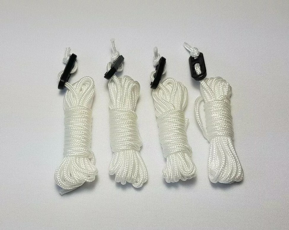 X4 White Guy Line 4mm Ropes 2.4 Metres Tent Camping Gazebo Rope ...