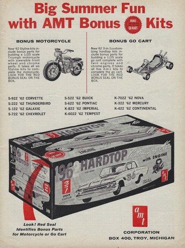 1962 AMT Styline Scale Model Kit Magazine Ad Mercury Monterey Triumph ...