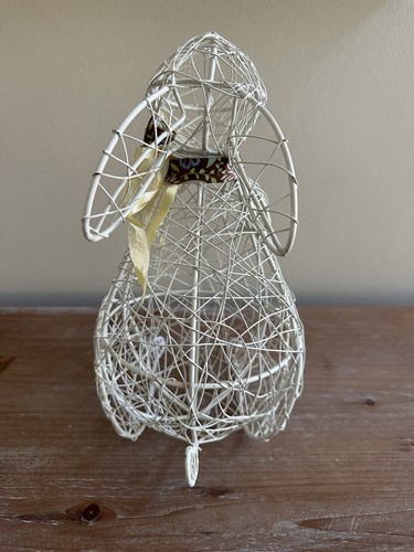 Rustic Easter Bunny Rabbit Wire Statue Home Decor Farmhouse 11” Spring ...