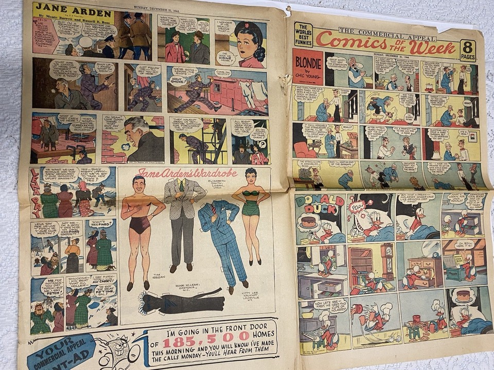 1940’s COLOR NEWSPAPER SUNDAY COMIC STRIP FULL SECTION FRONT & BACK ...