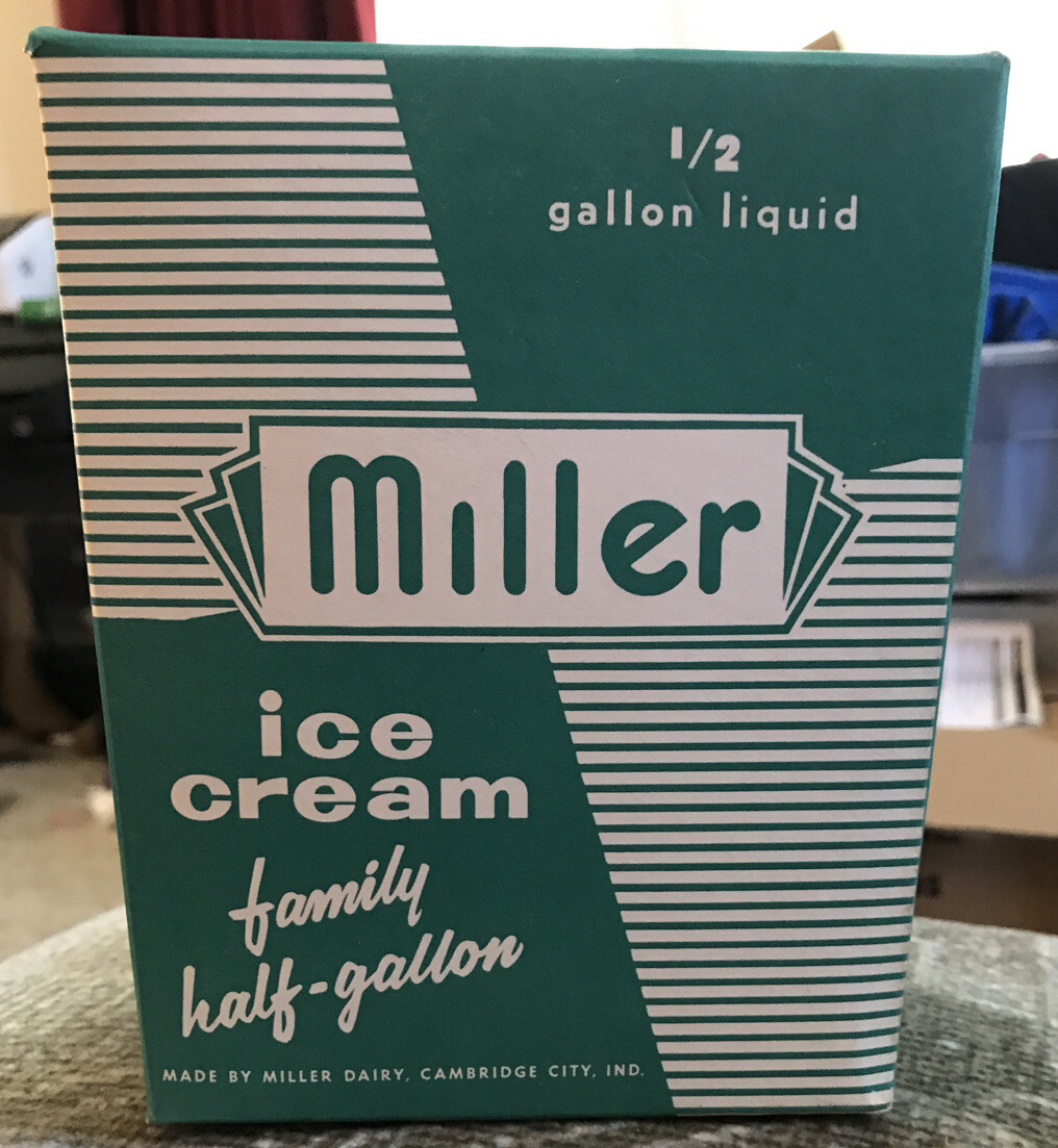 Vintage Miller 1/2 Gallon Ice Cream Carton From Miller Dairy Cambridge ...