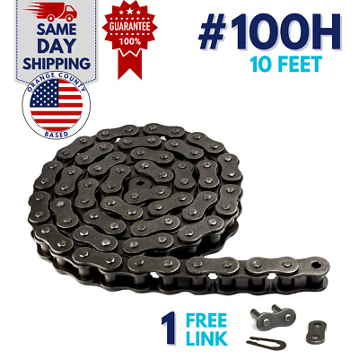 #100H Heavy Duty Roller Chain 10 Feet with 1 Connecting Link | eBay