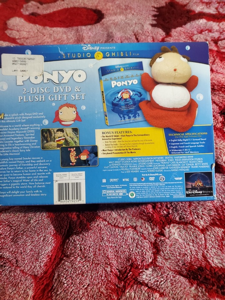 Ponyo (DVD, 2010, 2-Disc Set, With Plush Toy) Studio Ghibli BRAND NEW ...