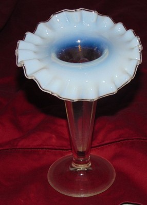 Vintage Model Flint Northwood Glass White Opalescent LORNA Ruffled Vase ...