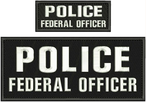 Police federal officer embroidery patches 4x10 & 2x5 hook on back white ...