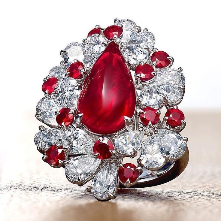 Sugarloaf 5ct Lab Ruby Cocktail Ring 925 Sterling Silver Handmade ...