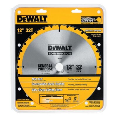 DEWALT DW3123 12" x 32 Tooth ATB Construction Grade Carbide Miter Saw ...