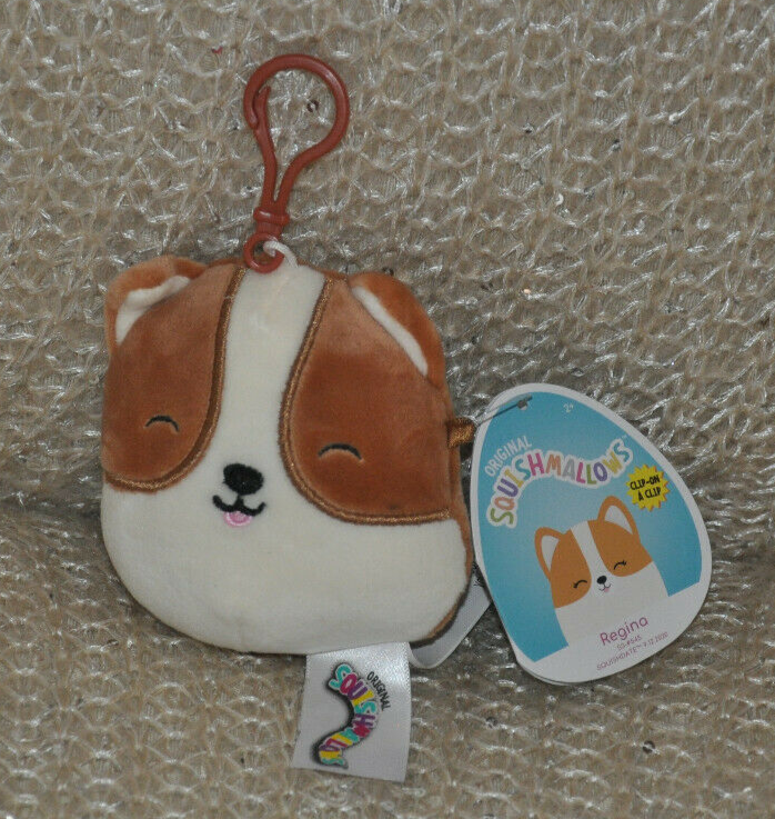 NEW 3.5" Clip Squishmallow Regina the Corgi Puppy Dog KellyToy Ready to ...