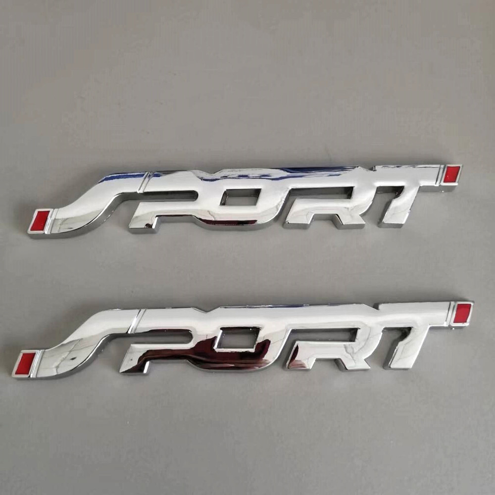 2pcs Car Metal 3D Silver SPORT Logo Emblem Badge Sticker Trunk Bumper ...