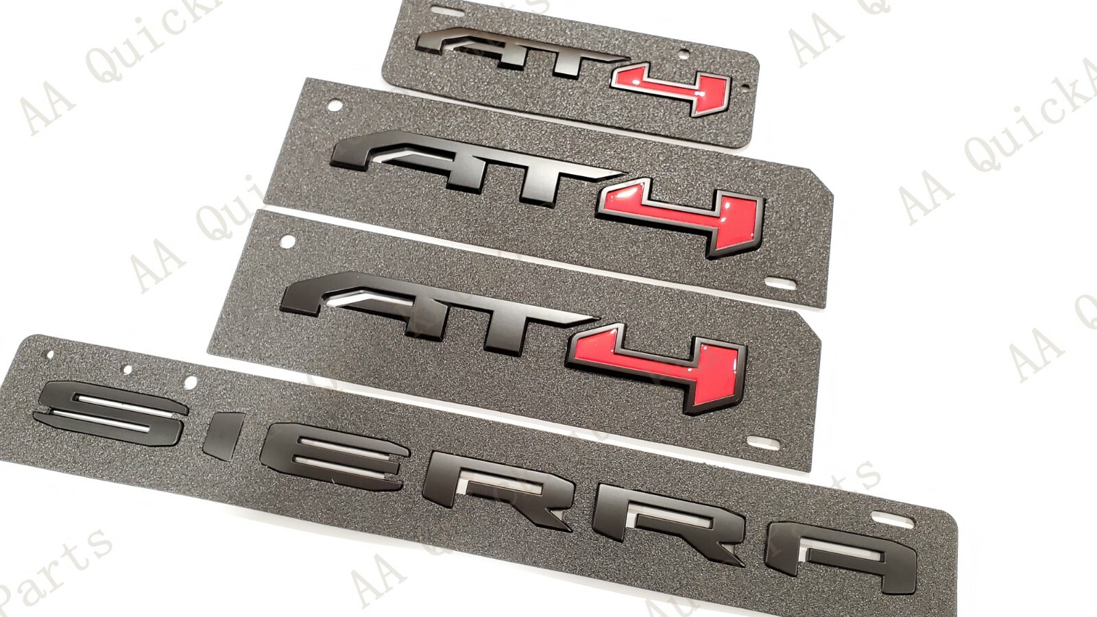 4PCS Matte Black Red Door Rear AT4 SIERRA Emblems GMC Sierra 1500 ...
