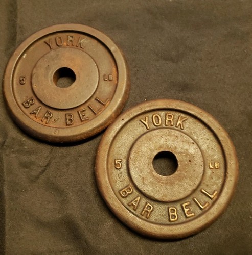 Vintage York 5 lb Weight Plates Pair Read | eBay