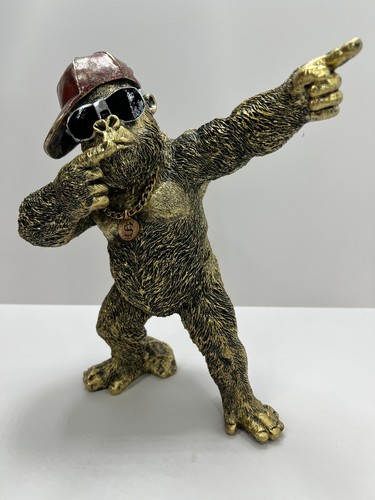 Cool Gorilla in sunglasses and baseball cap gold chain figurine statue ...