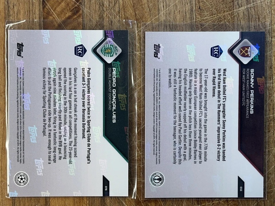 2021-22 Topps Now UEFA UCL | #16 & 78 Sonny Perkins RC & Pedro ...