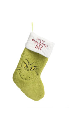 Dr.Seuss The Grinch Merry Grinchmas Fur Sack Christmas Present Stocking ...