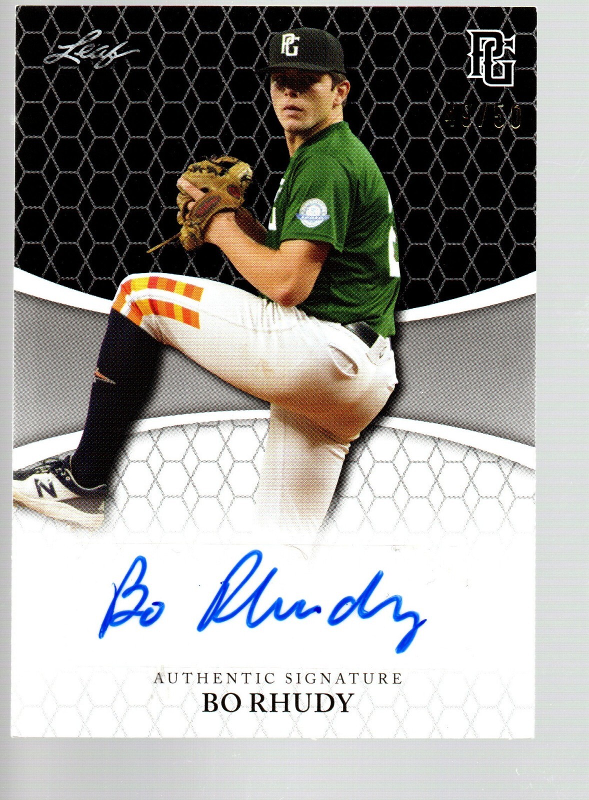 2022 Leaf Perfect Game National Showcase Auto Black BA-BR1 Bo Rhudy 49/ ...