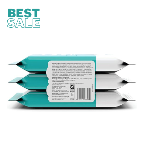 Flushable Adult Toilet Wipes, Fragrance Free, 126 Count (3 Packs of 42 ...