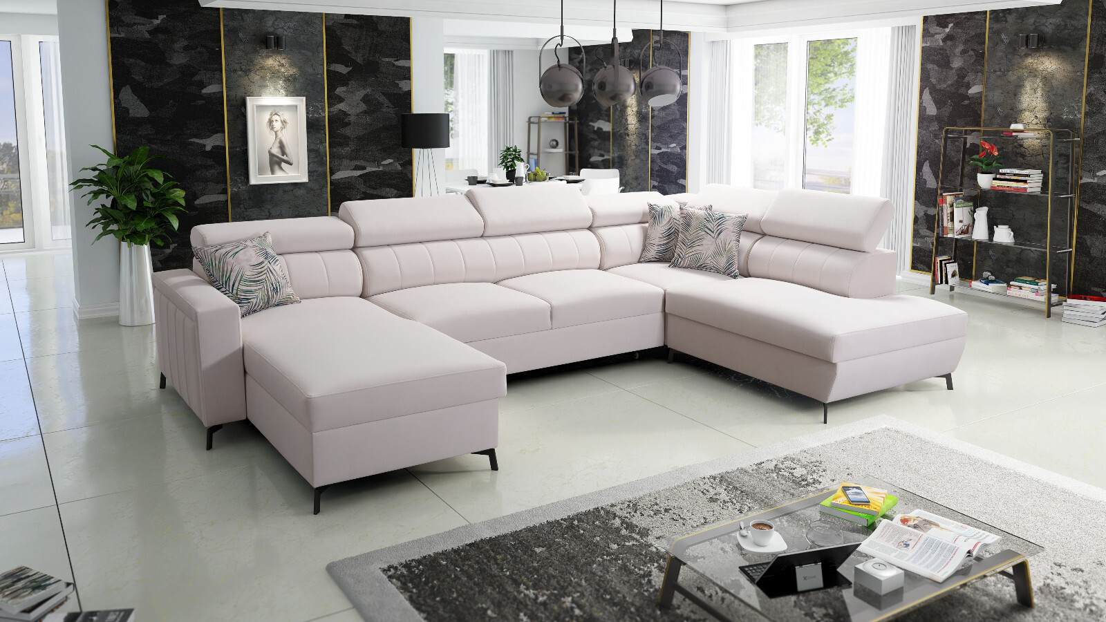 Großes Sofa für Wohnzimmer Ecksofa mit Schlaffunktion BALTIC VI ...