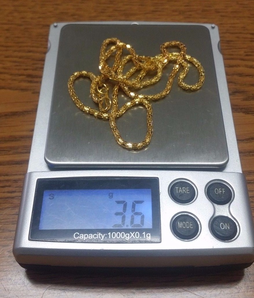 20" Inch Gold Plated Hollow Snake Chain Necklace 2mm 3.6Grams -From USA ...