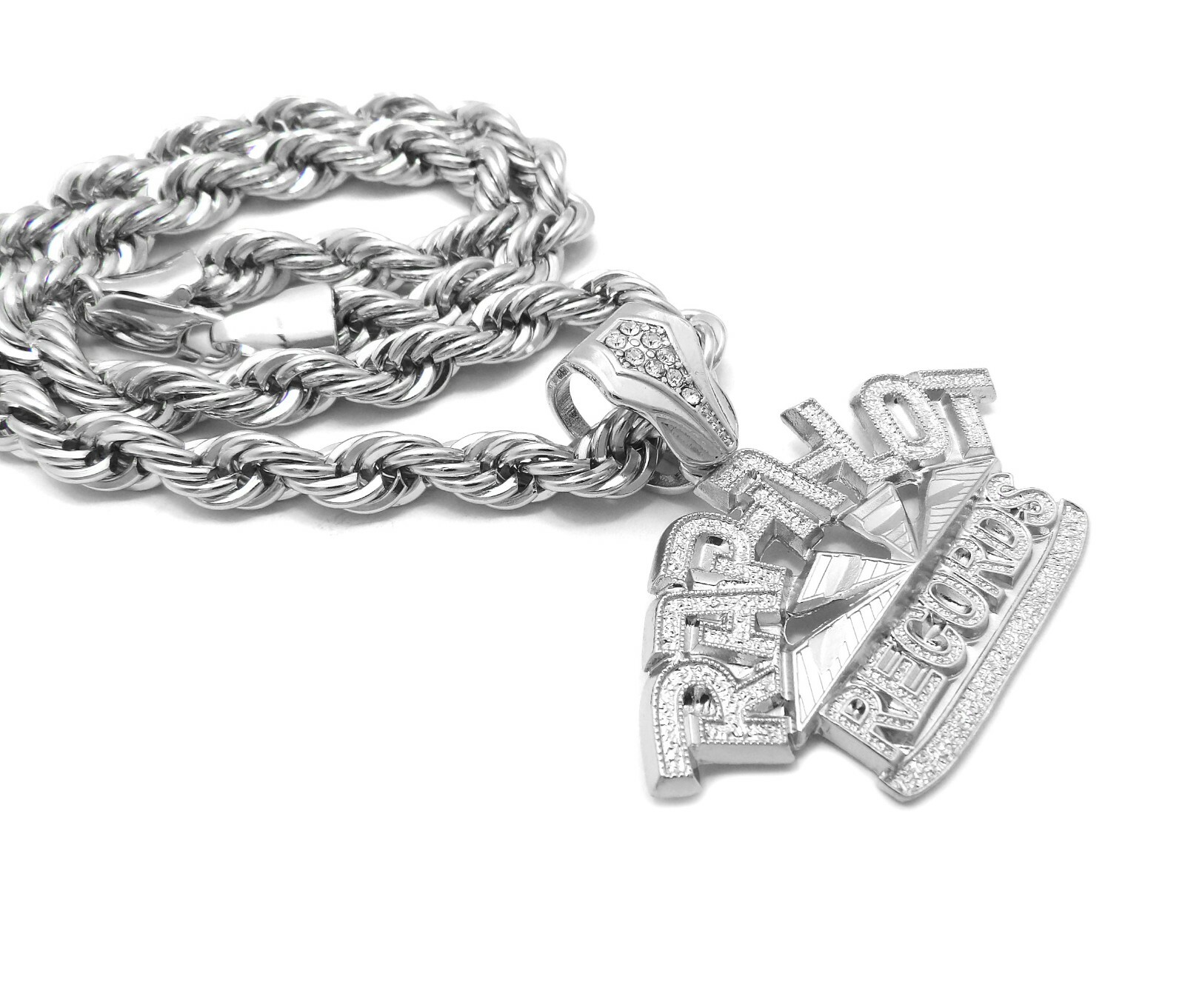 HIP HOP ICED RAP-A-LOT RECORDS PENDANT & 8mm 18" 20" 24" 30" ROPE CHAIN ...