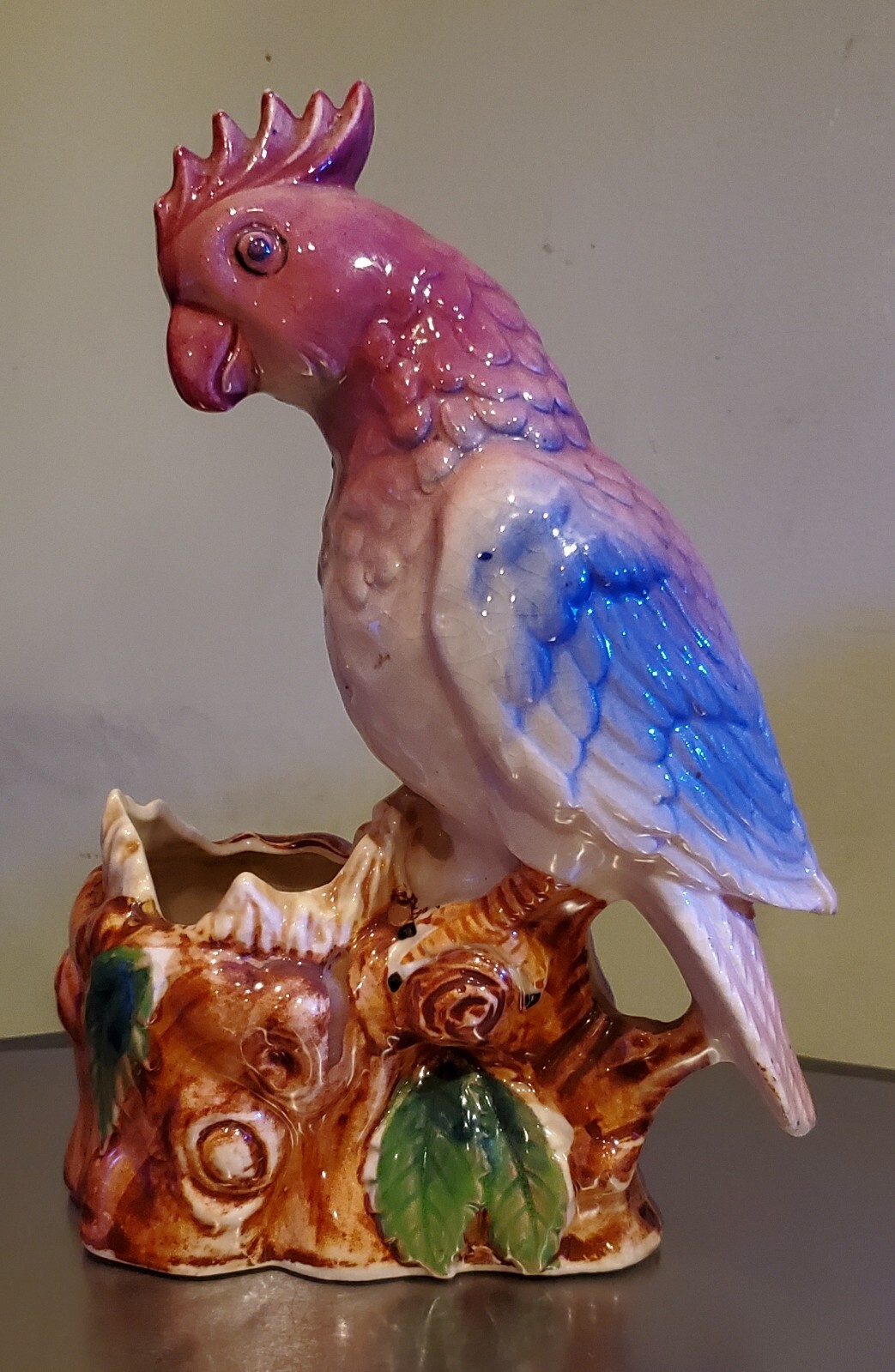 Vintage Pink And Blue Cockatiel Bird Planter Vase Marked JAPAN 9" X 7 ...
