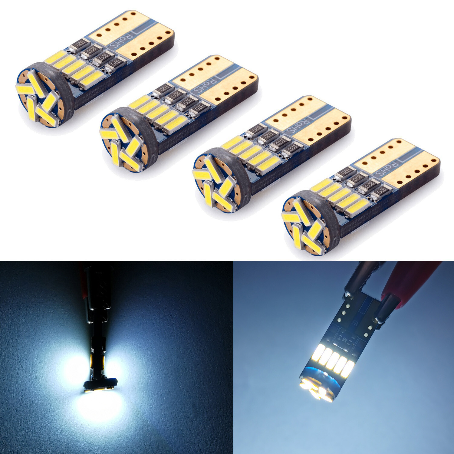 4x T10 LED License Plate Bulbs High Bright 15-SMD 6000K Xenon White 168 ...