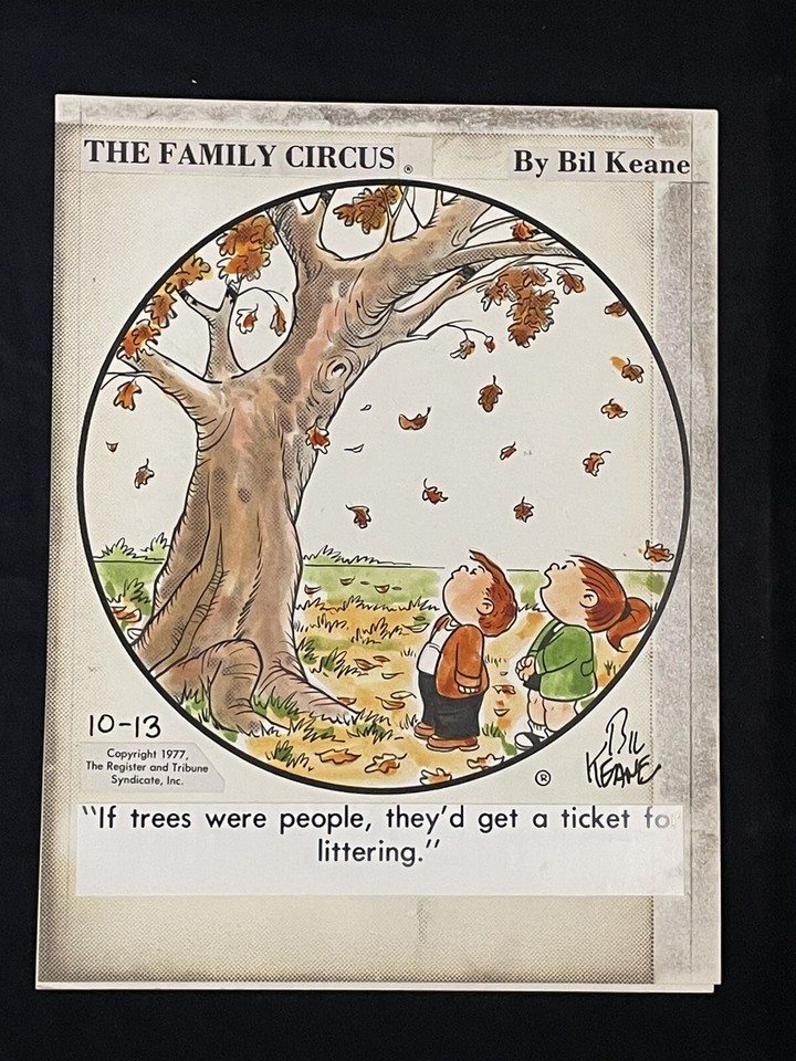 2 Bil Keane Original COLOR Art 1977 & 1978 Rare The Family Circus w ...