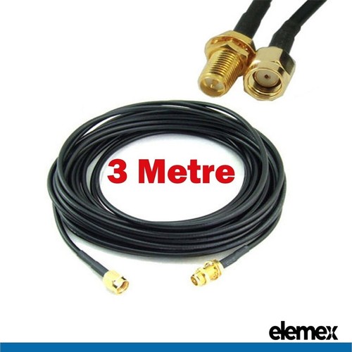 3 metre WIFI Coaxial Antenna RP-SMA Extension Cable for WiFi Router ...