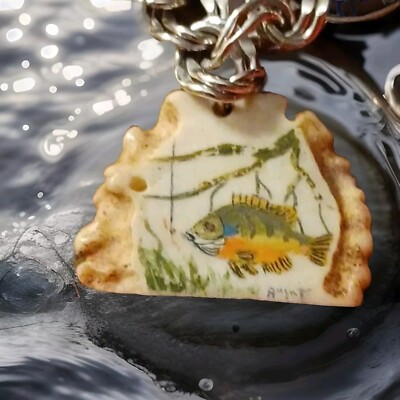 Signed Hand Painted Bluegill Fish Charm Pendant Made From Deer Antler ...