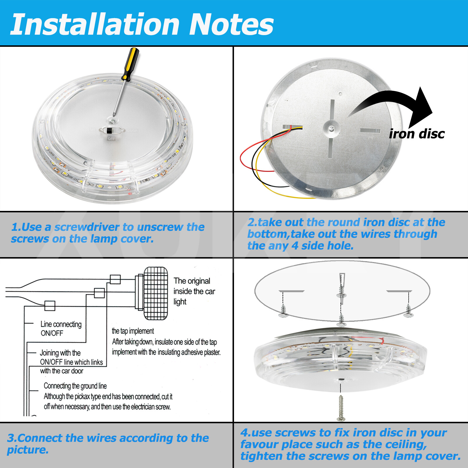 Pancake LED RV Caravan Trailer Camper Boat Bus Interior Ceiling Dome ...