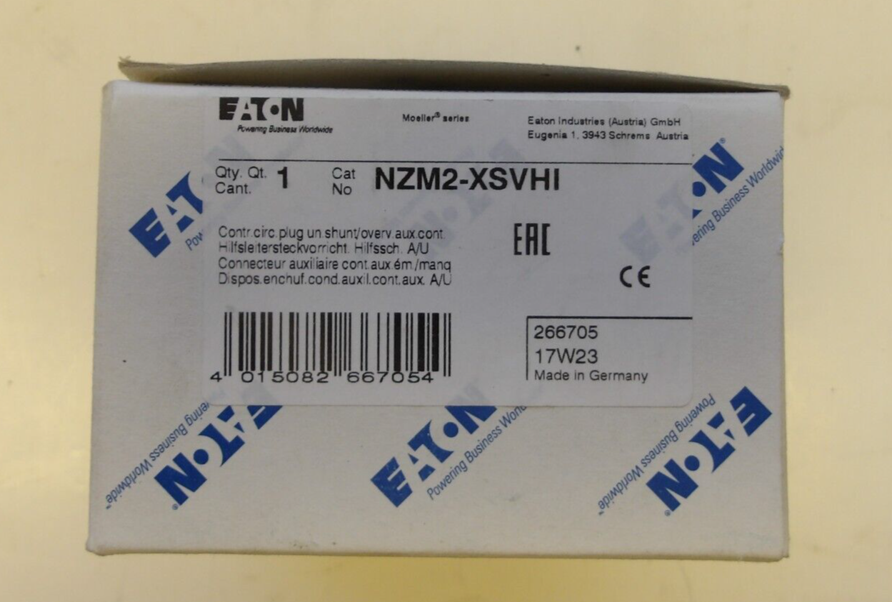 EATON CORPORATION P/N: NZM2-XSVHI SVS CONTROL CIRCUIT PLUG AUX. ST/UVR ...