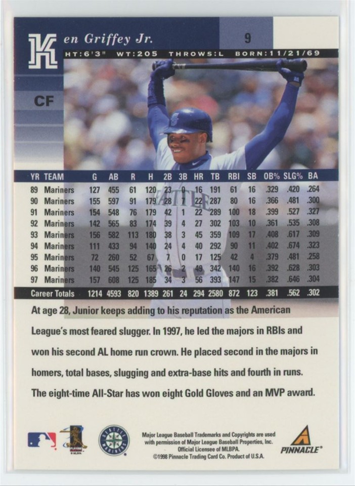 1998 All Star Pinnacle Plus Ken Griffey Jr. #9 AS | eBay