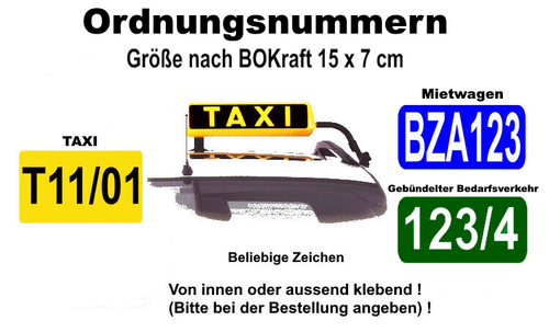 Taxi / Mietwagen / Gebündelter Bedarfsverkehr - Ordnungsnummer | eBay.de